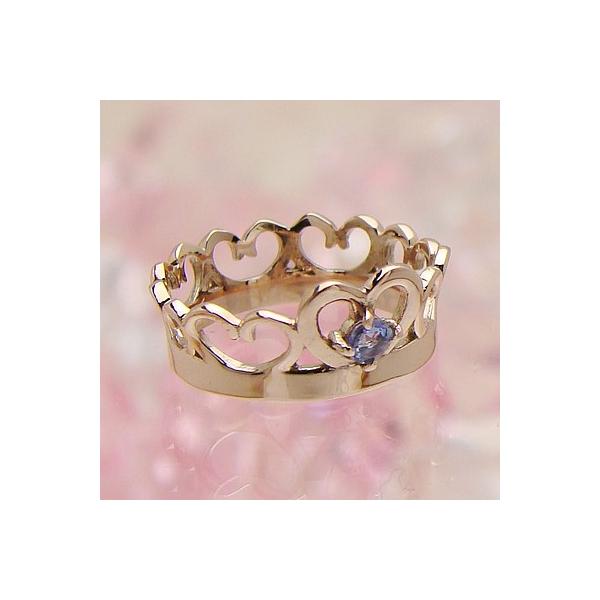 ハート型ティアラをモチーフにしたベビーリングです。当店販売の「ティアラベビーリング（別商品）」よりちょっと大きめです！■材質：K18PG（ピンクゴールド）■宝石：タンザナイト（12月の誕生石/天然宝石）■サイズ：縦約6mm×横約13.5mm...