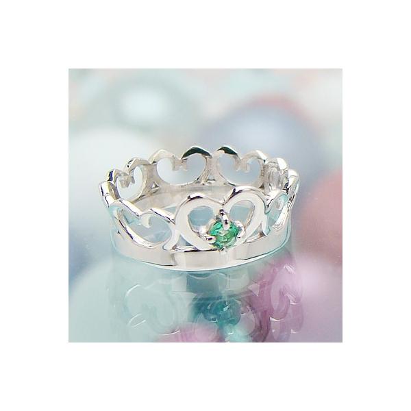 ハート型ティアラをモチーフにしたベビーリングです。当店販売の「ティアラベビーリング（別商品）」よりちょっと大きめです！■材質：K10WG（ホワイトゴールド）■宝石：エメラルド（5月の誕生石/天然宝石）■サイズ：縦約6mm×横約13.5mm×...