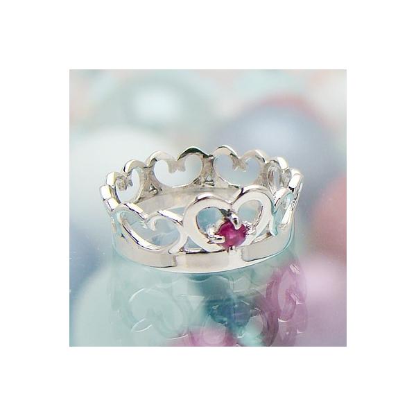 ハート型ティアラをモチーフにしたベビーリングです。当店販売の「ティアラベビーリング（別商品）」よりちょっと大きめです！■材質：K10WG（ホワイトゴールド）■宝石：ルビー（7月の誕生石/天然宝石）■サイズ：縦約6mm×横約13.5mm×内側...