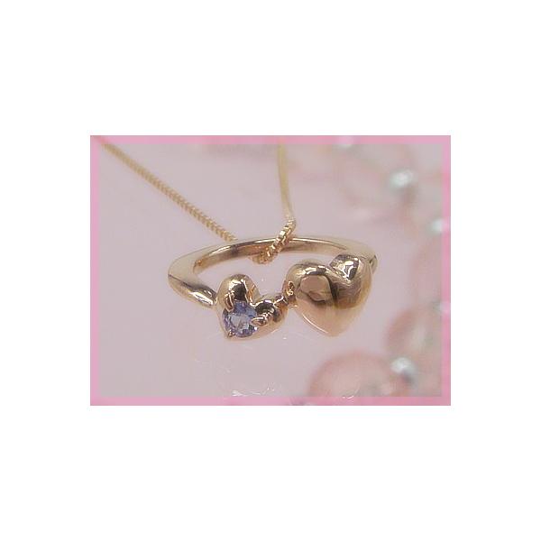 ふたつのカワイらしいハートが寄り添ったベビーリング■誕生石：タンザナイト（12月の誕生石）■刻印できる文字数：16文字×両面（合計32文字）■刻印できる文字：英数字（大文字）「＆」「スペース」「：」「.」■リング：K10ピンクゴールド/直径...