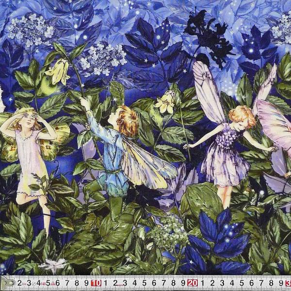 お花の間を飛びながらお世話をするお花の妖精。優しい絵柄です。夜なのでお花がランプの様に光っています。ナイト・フェアリーズ・ボーダー シシリー・メアリー・バーカーDM5048 NIGHT FAIRIES BORDER TM &amp;copy...