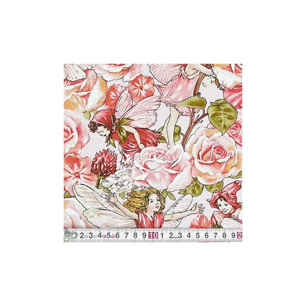 バラのお花の世話をするお花の妖精。優しい色柄です。ブラウスやワンピース、エプロンにいかがですか？スウィート・ガーデン シシリー・メアリー・バーカーDC4220 SWEET GARDEN. FLOWER FAIRIES TM &amp;cop...