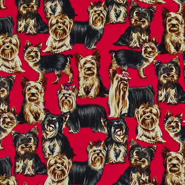 様々なスタイルのヨークシャーテリア。うちの子はいませんか？レッド・ピュアブレッド・パップスRed Purebred Pups George McCartney for Timeless Treasures Fabrics of SoHo,L...