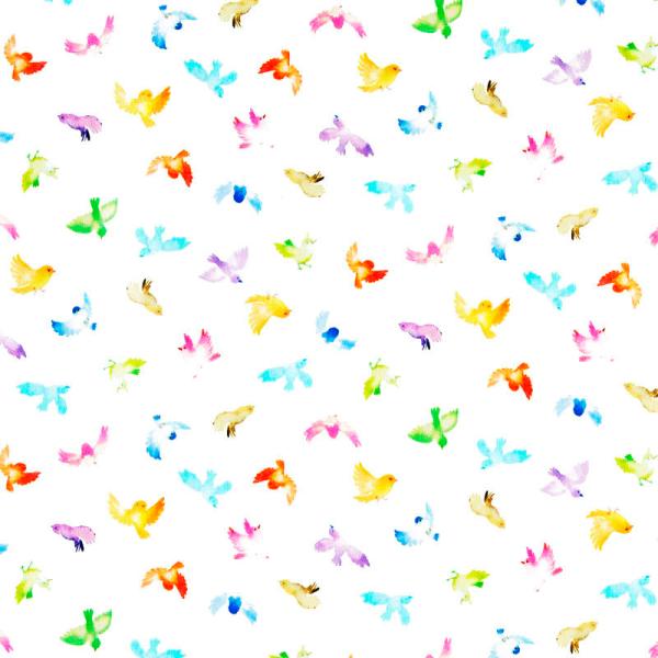 小鳥のシルエットを赤、ブルー、イエロー、紫、カーキ、グリーンなどの可愛い色でプリントしています。シャツやブラウスにいかがでしょうか？フライト・オブ・ファンシー・リトル・バーディーズ/クラウド33463-11 FLIGHTS OF FANCY...