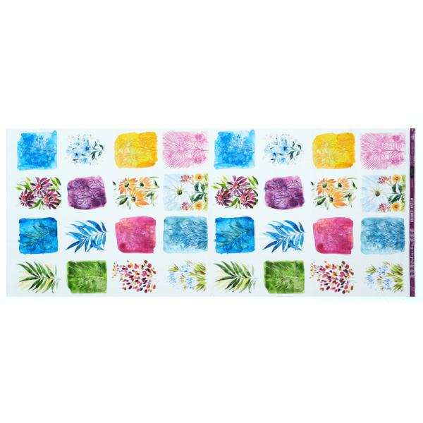 水彩で描いた様なお花のブロック・パネル。お花を描いたブロックが横4列、縦に8段の32ブロック並んでいます。水彩画らしい色使いが気分をリラックスさせてくれますね。フレッシュ・アズ・ア・デイジー8491-11 FRESH AS A DAISY ...