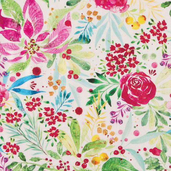 輝かしいピンクやライムグリーンで色付けられたポインセチアや真っ赤なバラやヤドリギの果実が楽しく彩るクリスマス柄。この生地で新しいクリスマス体験をしてみてください。コンフォート・アンド・ジョイ39750-11 COMFORT AND JOY ...