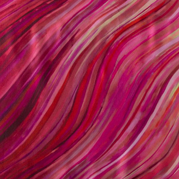 赤赤系の多彩な色が波のように流れる鮮やかな色彩のストライプ。<br>ダイナミックで流動的なストライプが布全体に広がって、互いに混じり合った明るく大胆な色が視覚を刺激してきます。<br>この生地の鮮やかな色合いと流れる...