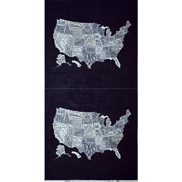 アメリカの地図のパネルアメリカ本土、アラスカ、ハワイをまとめて横約50cm×縦約30cmに描いています。州それぞれがパッチワークされたように描いてあります。書かれた州の名前の字体も様々可愛い物を使っています。アメリカの地理の勉強にも役立つパ...