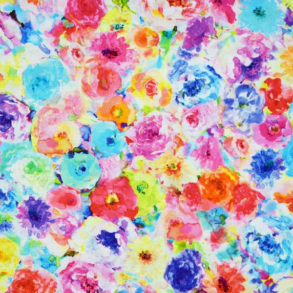 バラ、ポピー、アネモネなどのお花がモチーフ1輪、1輪の花がデジタル・プリントでしかできないグラデーションで描かれています。シャツやブラウス、など、作るものが華やかに仕上がります。グレイディエンツ・ユーフォリア33821-11 GRADIEN...