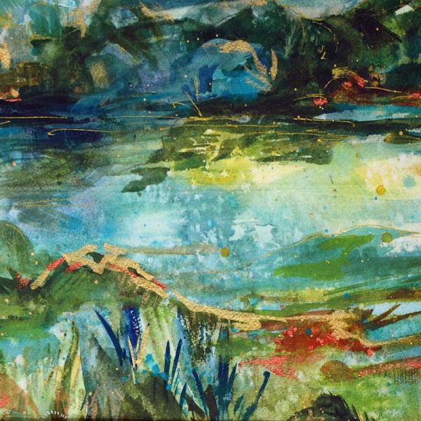 近くのお花畑から遠くの山並みまでを1望のもとに描いています印象派の絵画を見ているような気分に浸れます。お部屋を飾るウォール・アートにどうぞ綿100%、平織り、シーティング、ブロード<font size="4" color="#ff66...