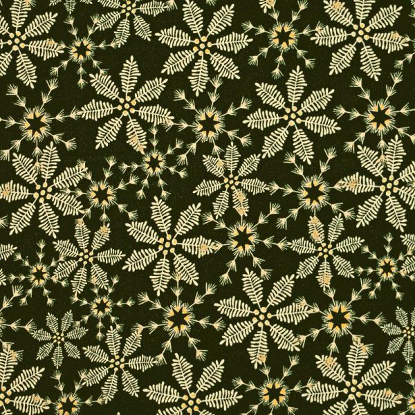 深みのあるグリーン（Pine）を背景に、繊細なレース調の雪の結晶と枝状のパターンが広がり、ゴールドラメのアクセントが豪華さを加えています。クラシックで上品な雰囲気は、古き良きクリスマス(オールド・ワールド・ユールタイド)の温もりを感じさせま...