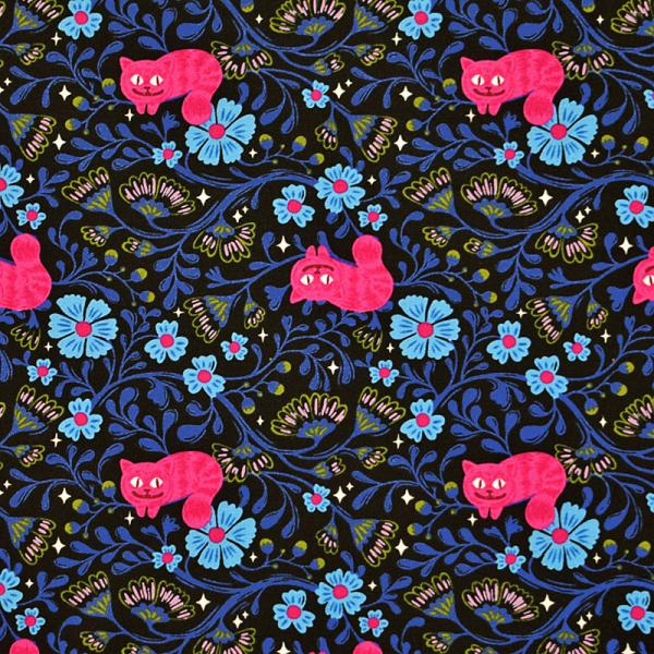 Hello Alice ― 物語のワクワクをそのまま布にアリス・イン・ワンダーランド（不思議の国のアリス）にインスパイアされたシリーズショッキング・ピンクの"アリスのチェシャ猫（cheshire）"と植物が描かれた人気柄アリスモチーフが好き...