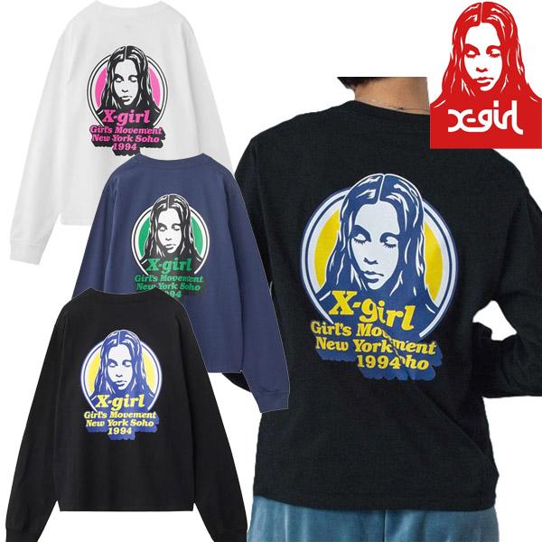 X-girl ( エックスガール ) より、MESSAGE AND FACE CIRCLE LOGO L/S TEEです☆☆一枚でサマになる大人気デザインの長袖Tシャツインパクト抜群なグラフィックが魅力のロンT。フロントは左胸元にワンポイン...