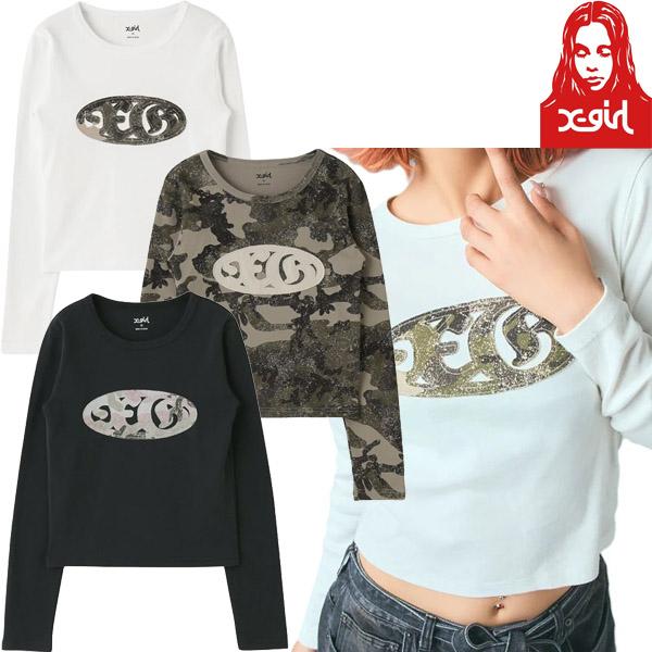 X-girl ( エックスガール ) より、OVAL LOGO PATCH L/S COMPACT TOPです☆☆着まわし力抜群×トレンドデザインのコンパクトTシャツ■デザインX-girlのオーバルロゴをパッチで表現した長袖Tシャツ。WHI...