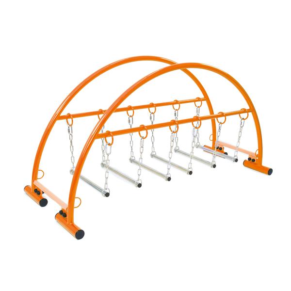 簡易に設置可能な園向け遊具。ぐらぐら揺れる橋はバランス向上にも役立ちます。サイズ　高さ79×奥行63.4×幅150cm重量 20ｋｇ材質　スチールセット内容　本体1台※離島の出荷は不可になります。(相談可)