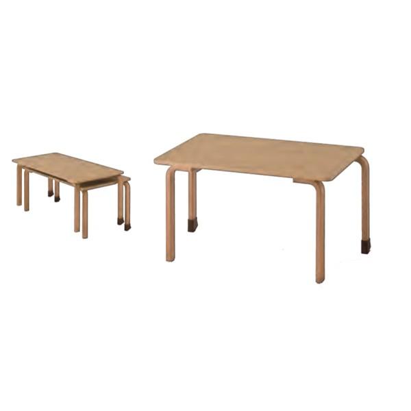 テーブルを重ねることができますので、収納時など、すばやく片付けたい時など大変便利です。脚部のキャスターにプラスチック製カバーが付いた安全設計です。保育椅子と組合せてご使用いただけます。材質　 天板：メラニン化粧板（ナラ木目）脚部：ビーチキャ...