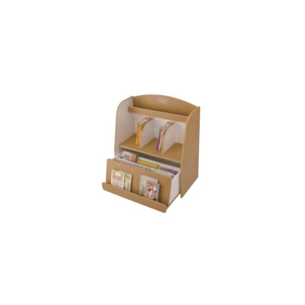 大型引き出しの付いた絵本棚引き出しは指を挟まないように上部に隙間を設けている安心設計です。サイズ：幅890×奥行445×高さ958mm重量：39.5kg材質：本体＝ポリエステル化粧合 板・プリント化粧合板・ワラン合板／木口＝ソ フトエッジ・...