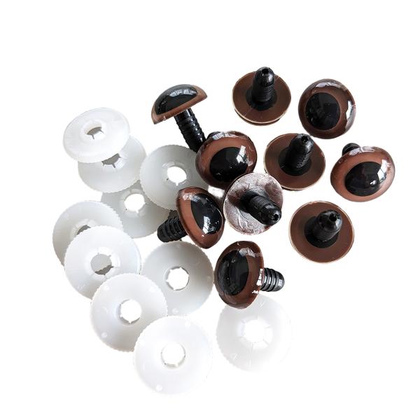 絶対取れない、ストッパー10個セット♪目玉：直径18ｍｍ　厚さ7ｍｍ　ねじ部分長さ13ｍｍ　ねじ部分直径約6ｍｍ　全長20ｍｍ　白ストッパー：直径20ｍｍ　穴の大きさ約6ｍｍ材質：スチロール　プラスチック・品質の良い国産です。・誤って飲み込...