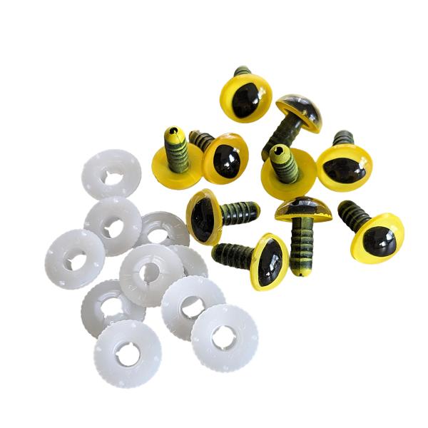 絶対取れない、ストッパー10個セット♪目玉：直径12ｍｍ　厚さ5ｍｍ　ねじ部分長さ12ｍｍ　ねじ部分直径約4ｍｍ　全長１7ｍｍ　黒目9ｍｍ×5ｍｍ白ストッパー：直径17ｍｍ　穴の大きさ約6ｍｍ材質：スチロール　プラスチック・品質の良い国産で...