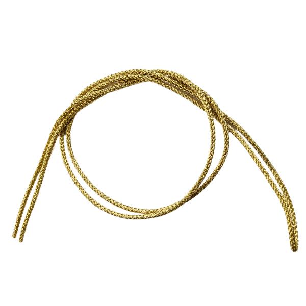 豪華な金紐がたくさんはいらないけれど、ほんの少しほしいときに♪材質：芯はレーヨン糸　金部分はポリエステル糸　長さ：100cmのカットもの　太さ：約3〜4mm　切り口はセロテープでとめてあります。・かせをカットしたときに内側と外側では若干の長...