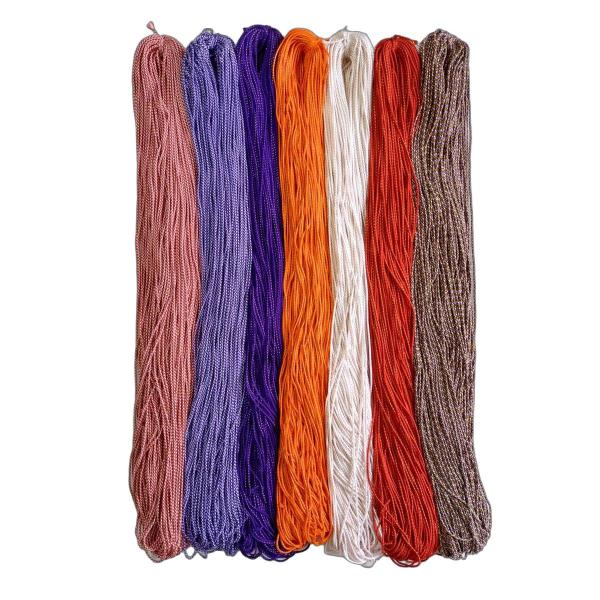 こんなものがほしかった！！和風紐♪材質：レーヨン100％　長さ：1反150m（かせ）柔軟仕上げ太さ：約2mmお洗濯には適しません。水にぬれると色落ちする場合があります。長時間直射日光にあたると、色が焼ける場合があります。柔らかい仕上がりなの...