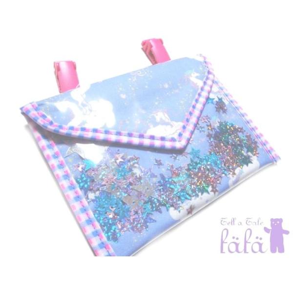 fafa 「AVA スパンコール入りクリップ付き移動ポケット」(F)メール便なら送料198円(税込)！クリップで取り付けできる移動ポケットに星型スパンコール入りのブルーモノケロス柄が登場しましたポケットのないウエアでもマスクやハンカチ、ティ...