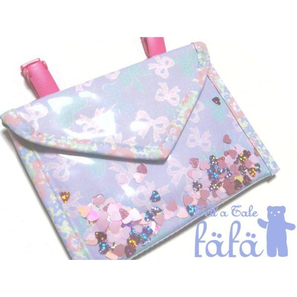 fafa 「AVA リボン柄 スパンコール入り クリップ付き 移動ポケット」(F)