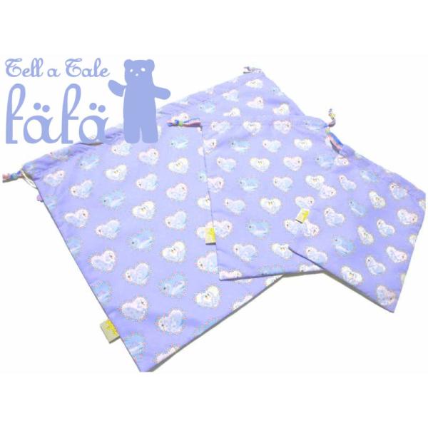 fafa 「CAMILLA ハートフレームスワン柄 巾着袋３点セット」 【メール便送料198円対応可】