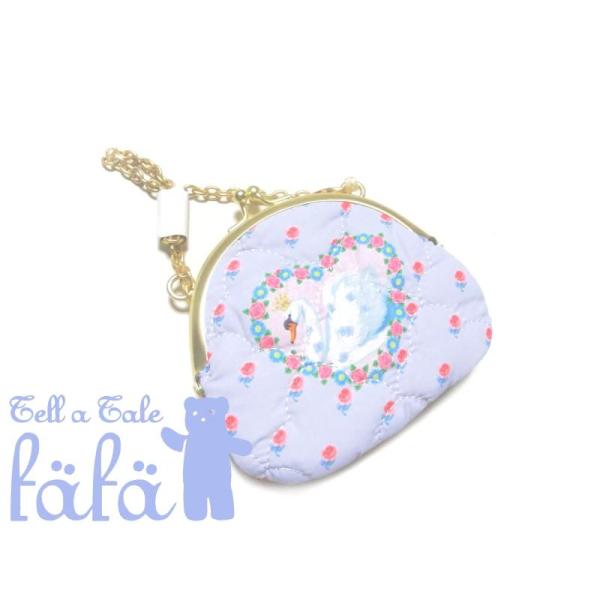 fafa「SELVI キルティングがま口コインケース」（F）ラベンダーSWAN柄 メール便送料198円対応可