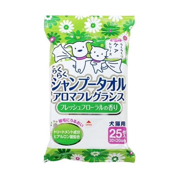 体についた汚れ・ニオイを拭くだけですっきりさせます。トリートメント効果のあるヒアルロン酸配合で被毛にうるおいを与えます。メッシュシートの溝が花粉・ハウスダストをかき取ります。素材：レーヨン・ポリエステル内容量：25枚入原産国：日本