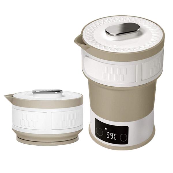 【折りたたみ式】：大容量の600ながら、本体重量軽量で、折り畳み式でコンパクトなサイズなので収納ポーチで一気に収納でき、旅行や出張等ににもぜんぜん負担にならないトラベルケトルです。【短時間で沸騰】定格電圧：100-240V　プラグをコンセン...