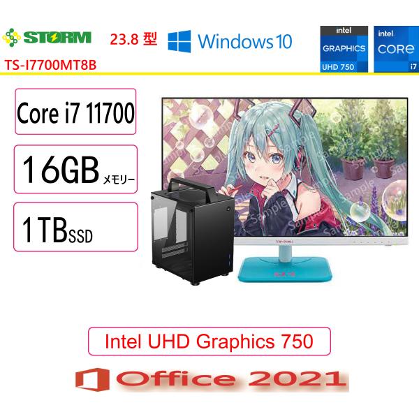 【基本スペック】OS Windows 10 HomeOffice Microsoft Office 2021CPU Intel Core i7 11700（2.5GHz）8コア 16スレッドメモリ） 16GBグラフィック機能 CPUに内蔵ス...