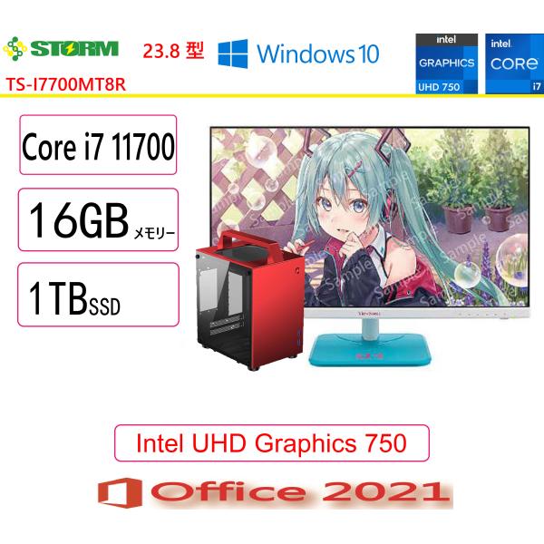 【基本スペック】OS Windows 10 HomeOffice Microsoft Office 2021CPU Intel Core i7 11700（2.5GHz）8コア 16スレッドメモリ） 16GBグラフィック機能 CPUに内蔵ス...