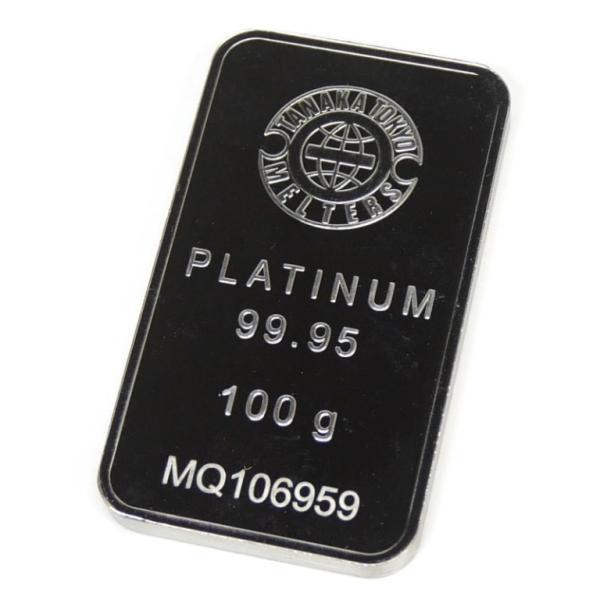 ブランド： 田中貴金属重さ　　： 100ｇサイズ　： 47 × 27 × 4 mm素材　　： PT (プラチナ) 99.95