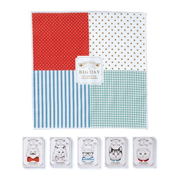 【返品不可／キャンセル不可】ハンカチ Nice Cats! 猫 プチギフト 雑貨 かわいい おしゃれ 結婚式 ウェディング パーティー 二次会 ギフト 送賓 送賓グッズ お見送り 退職 お礼 お返し イベント パーティー 大量[1784]■...