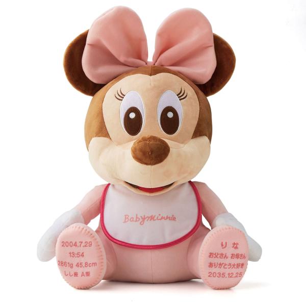 【返品不可／キャンセル不可】ベビーミニー ウェイトドール 赤ちゃん 体重 ぬいぐるみ 結婚式 両親 プレゼント 両親ギフト 親ギフト 両親へのプレゼント ディズニー キャラクター 出産祝い 記念品 贈呈品 名入れ ギフト 七五三 成人式 誕...