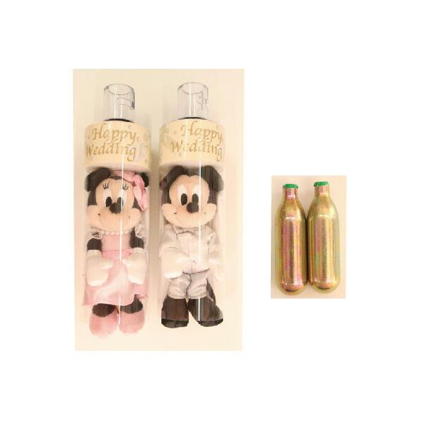 【返品不可】パラシュートベア 替玉 ディズニー ミッキー＆ミニー（1セット2本入ボンベ2本付） 結婚式 披露宴 パーティーグッズ エアーランチャー用 ぬいぐるみ 新郎新婦 ドレス バースデー 誕生日 演出ミッキーミニーがパラシュートで飛ぶラ...