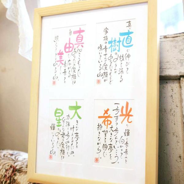【返品不可】名前 ポエム 四つ窓タイプ（4人用はがきタイプ） 家族 記念日 誕生日 名前 詩 出産祝い 結婚祝い 記念品 新築 引っ越し祝い 名入れ ギフト 母の日 父の日 友人 プレゼント 卒業 お祝い ネームインポエムネームインポエムと...