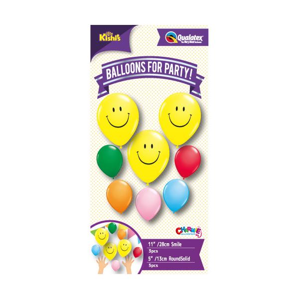 【ゆうパケット 送料無料】バルーン ゴム風船 スマイル ニコちゃん カラフル