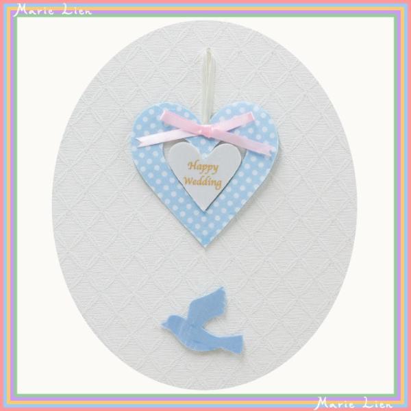 ウェディングを爽やかに美しくかつキュートに演出する「マリエリアン」シリーズ。ブルーとホワイトを基調とし、ハートと幸せの青い鳥が、ウェディングパーティーを演出します。  人気 誕生日 結婚式 ウェディング Wedding レース サムシングブ...