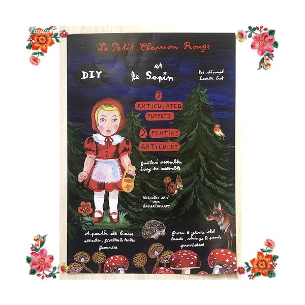 【クリックポスト発送可】<ご注文点数が多い場合は宅配便に変更となります>ナタリー・レテの描くキッチュ&amp;ポップなキャラクターたちがパペットになりました♪こちらは、赤ずきんちゃんと、モミの木にひそむ森の動物たちがセットになっ...