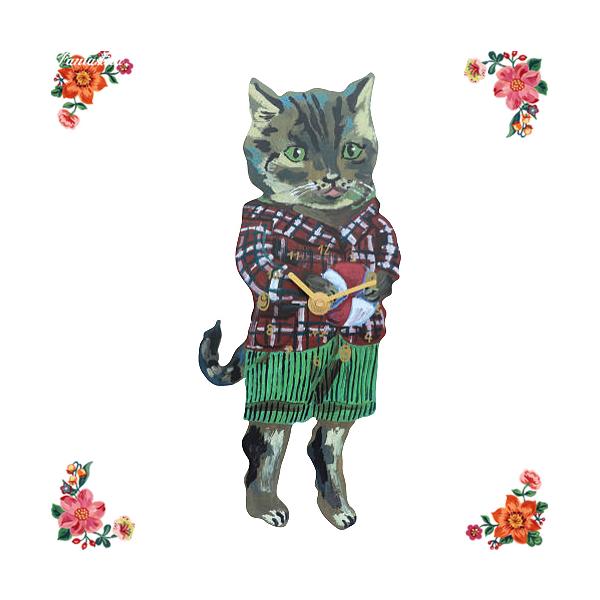 ナタリー・レテの描く、ポップ＆キッチュな世界が壁掛け時計になりました！こちらは、カラフルボールを手にきょとんとたたずむ茶トラ猫、マックスをフィーチャーしたアーティスティックな一品。ナタリー独特のタッチ、荒々しくも美しい彩色の妙が、ダイカット...