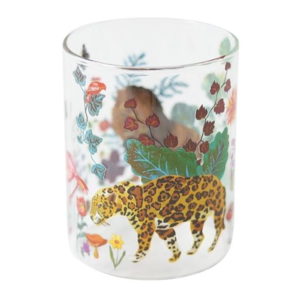 ナタリー・レテが描く、キッチュ&amp;ネイチャーな世界が耐熱ガラス・コップになりました！こちらは、ナタリーのオーセンティック・アートをぞんぶんに堪能できるアニマル・モチーフの美麗なる一品。雄々しくも荘厳な威光を放つタイガー&amp;レオパ...