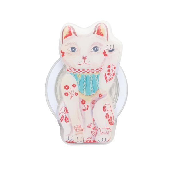 【クリックポスト発送可】<ご注文点数が多い場合は宅配便に変更となります>ナタリー・レテの描くポップ＆キッチュな世界がかわいらしい携帯グリップになりました！こちらは、乳白色のつやつや毛並みも神々しい、ミルキー・ホワイト・ラッキー・...