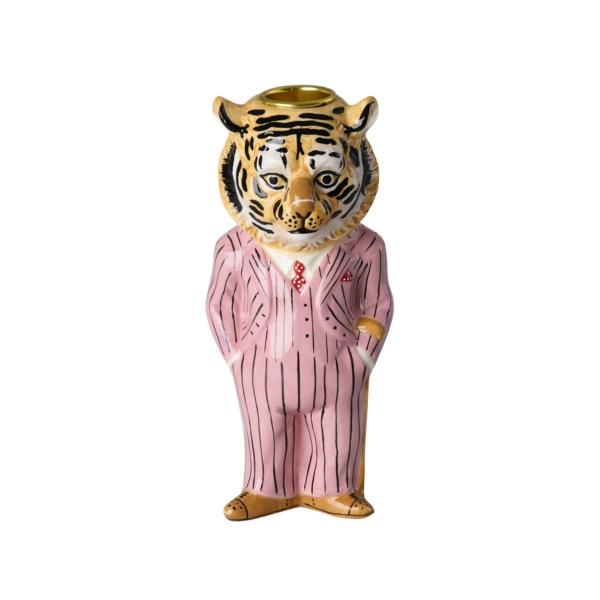 ナタリー・レテの描く、個性豊かな動物たちが見目麗しいキャンドルスタンドになりました！こちらは、ナタリー・レテとrice（ライス）の夢のコラボレーションによって生まれた、キッチュ＆ビューティフルな虎紳士のキャンドルホルダー。ストライプ・ピンク...