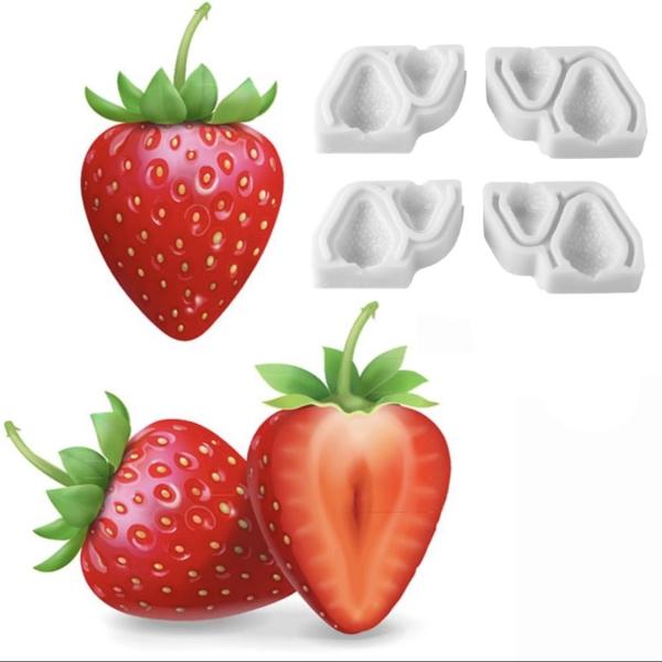 ハンドメイドに色々使えるシリコン型シリコンモールドです。2つを合わせて2種類の大きさの苺が立体的に作れます。2つ合わせで1セットです。ー40℃から210℃まで対応！シュガークラフト、シュガーベール、レジン、樹脂粘土、チョコレート型、キャンド...