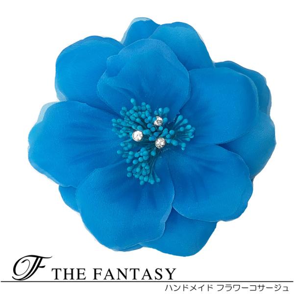 ☆素材：ポリエステル/ラインストーン☆カラー：オーシャンブルー☆サイズ：約11cm×11cm☆留め具：安全ピン＆クリップ☆ケース：ケースなし☆営業日13時までの決済完了分当日発送☆営業日13時以後の決済分は翌日発送☆何点でも送料一件分、同梱...