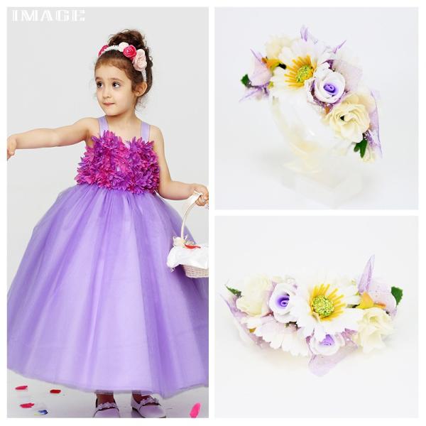 ☆素材：ポリエステル<br>☆カラー：紫系<br>☆リストレット周り：約12cm<BR>☆太さ最大：約5cm<BR>☆特徴：大人、子供兼用<BR><br>当店の花冠はオ...