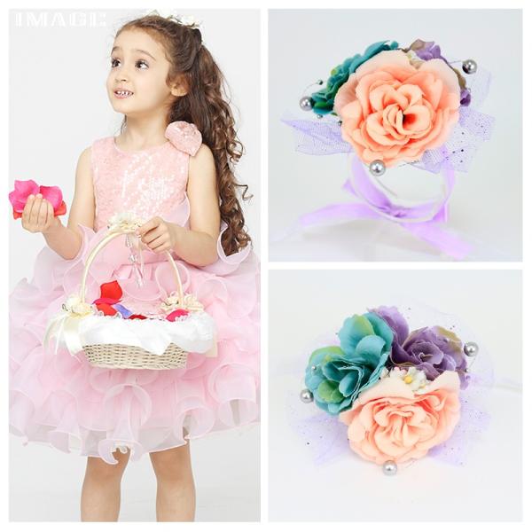 ☆素材：ポリエステル<br>☆カラー：グリーンサーモンピンク<br>☆リストレット周り：約18cm<BR>☆モチーフサイズ：約8cm×8cm<BR>☆特徴：大人、子供兼用<BR>&...