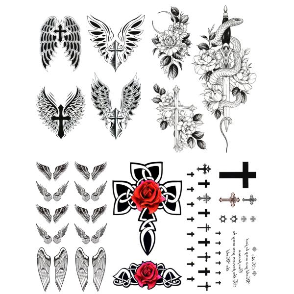 セット内容：A5サイズ×4枚、レギュラー×3枚材質：ポリエステル 高品質の紙 、裏面:EVA樹脂 接着剤。使用対象：皮膚、ガラス、陶器、金属など継続時間：お風呂に入っても通常は4-7日、よく動かす所と関節部分は2,3日手軽に使える流行のファ...